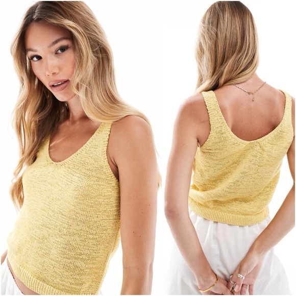 Mango | Tops | Mango Pekin Knit Cami Top In Golden Yellow Size Medium ...
